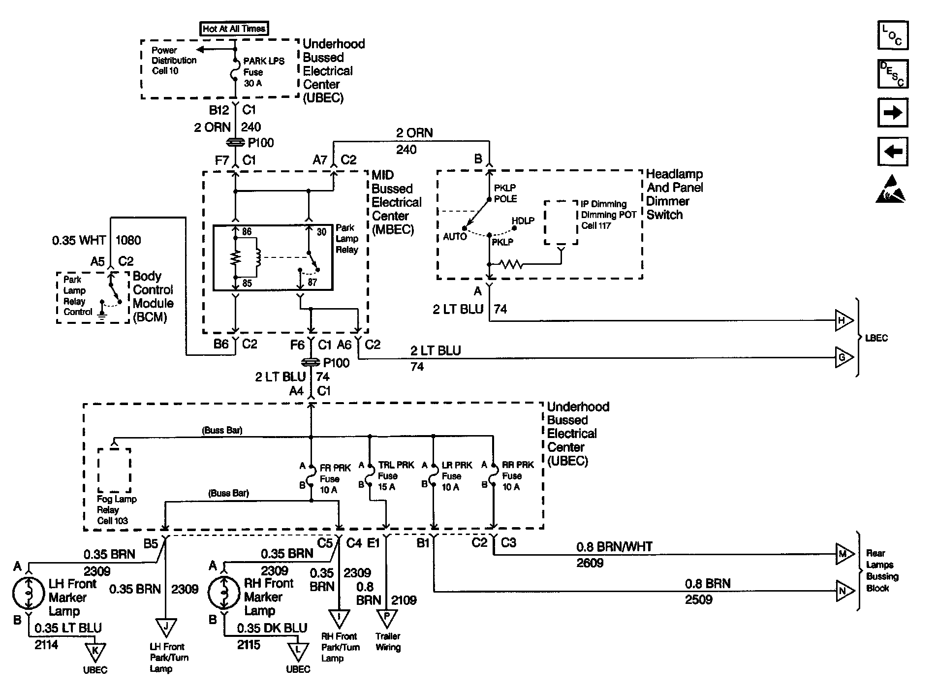 Underhood Bussed Electrical Center, Headlamp & Panel Dimmer SW — 1999 ...