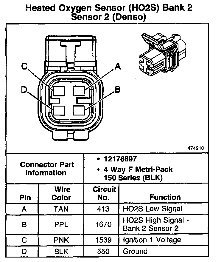 Bank 2 Sensor 2 (Denso) — 2001 Chevrolet C 1500 Truck 2WD V8-5.3L VIN T ...