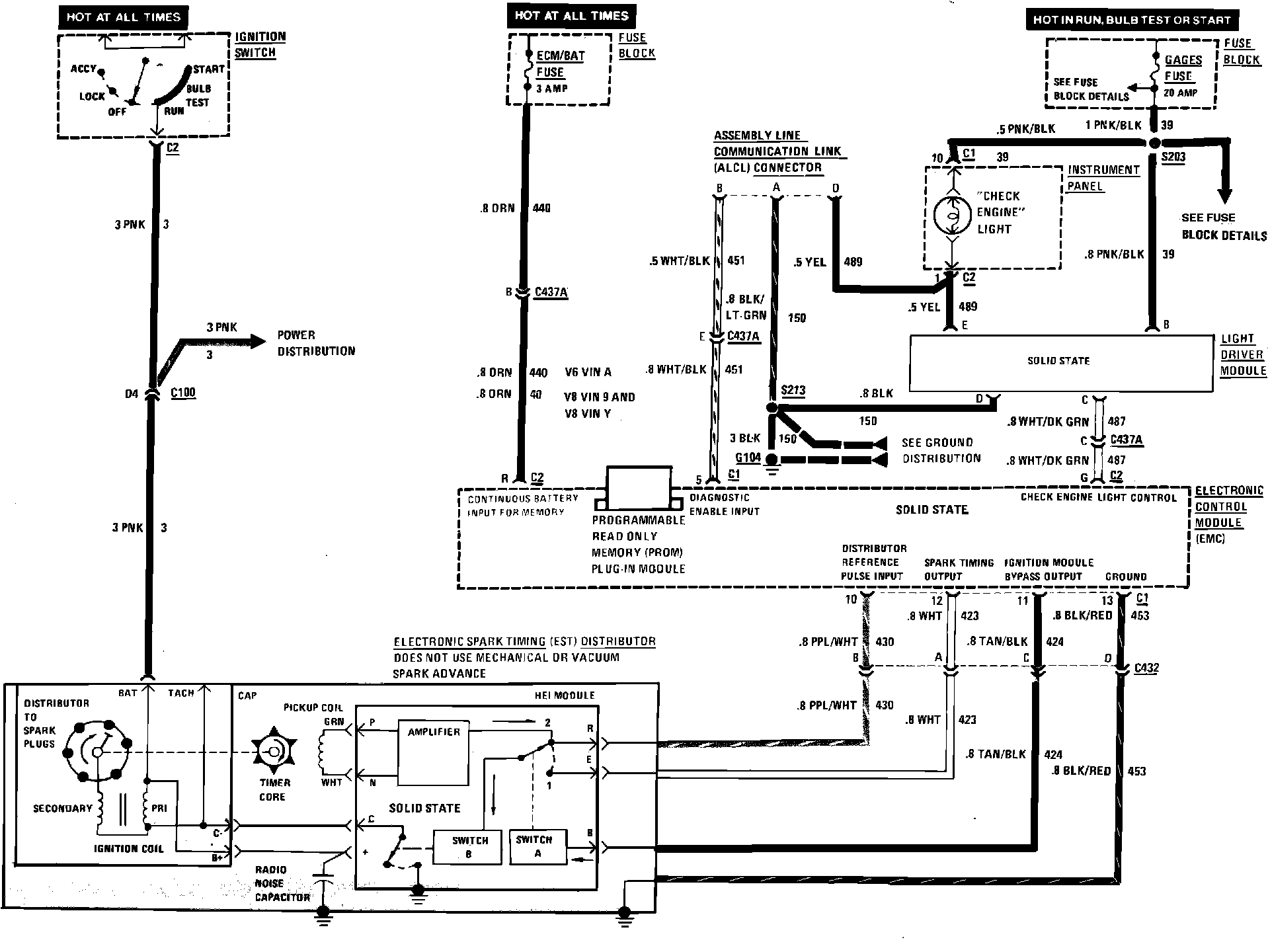 Service Engine Soon Lamp & Ignition System — 1985 Oldsmobile Cutlass ...