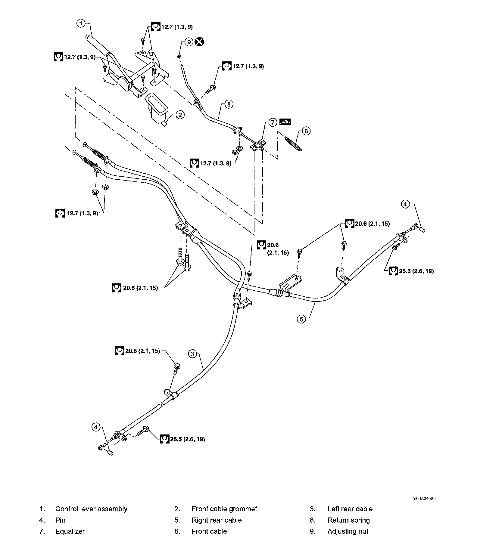 Parking Brake Control: Service and Repair — 2005 Nissan-Datsun Xterra ...