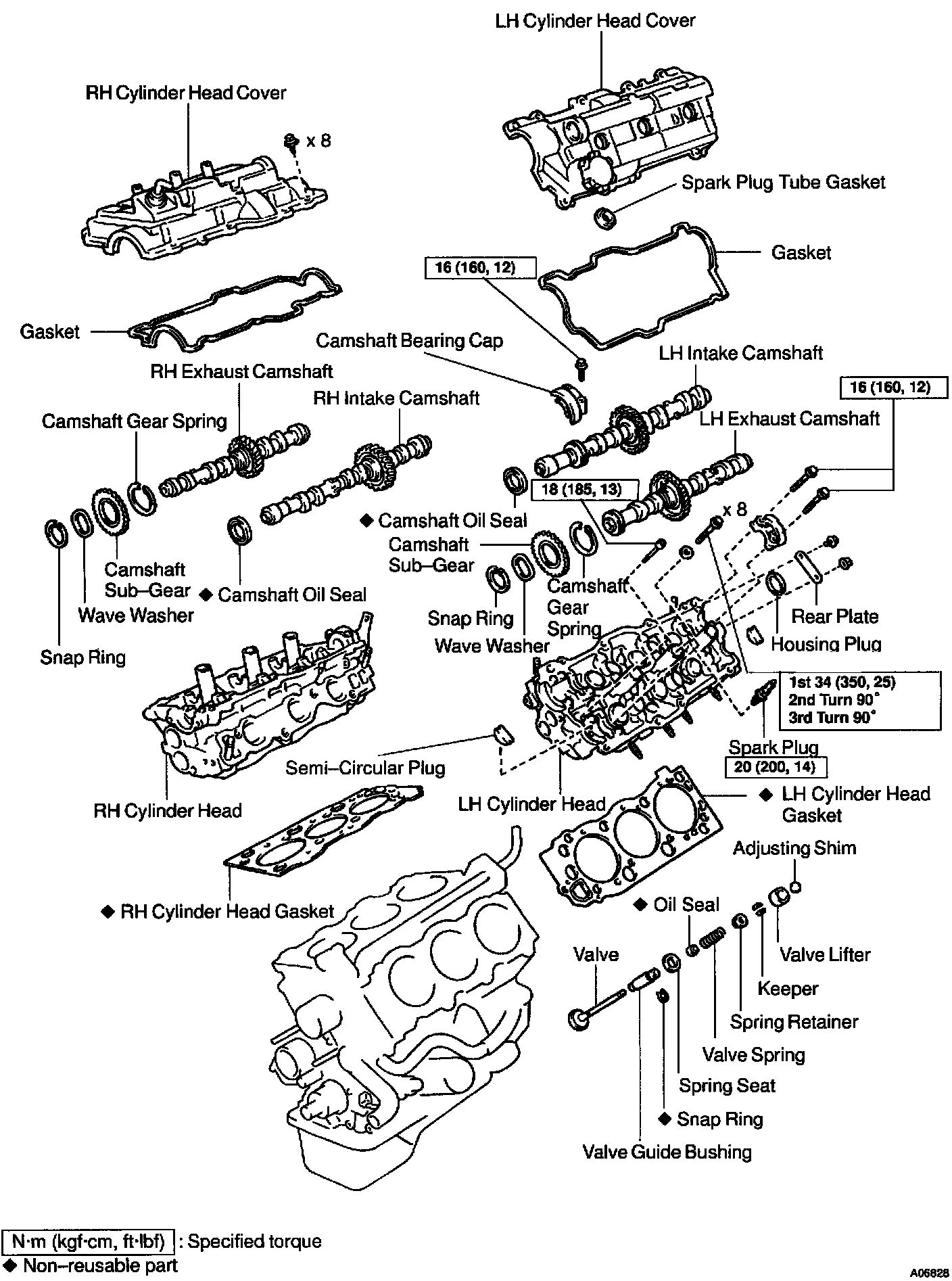 Cylinder Head Assembly: Diagrams — 1999 Toyota 4 Runner Limited 2WD V6 ...