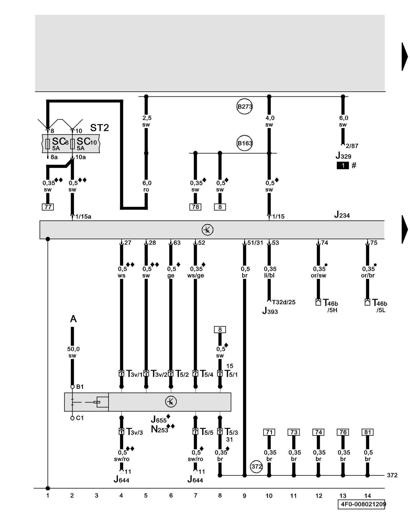 Diagram 8/2 (Tracks 1-14) — 2006 Audi A6 Quattro Sedan (4F2) V8-4.2L ...