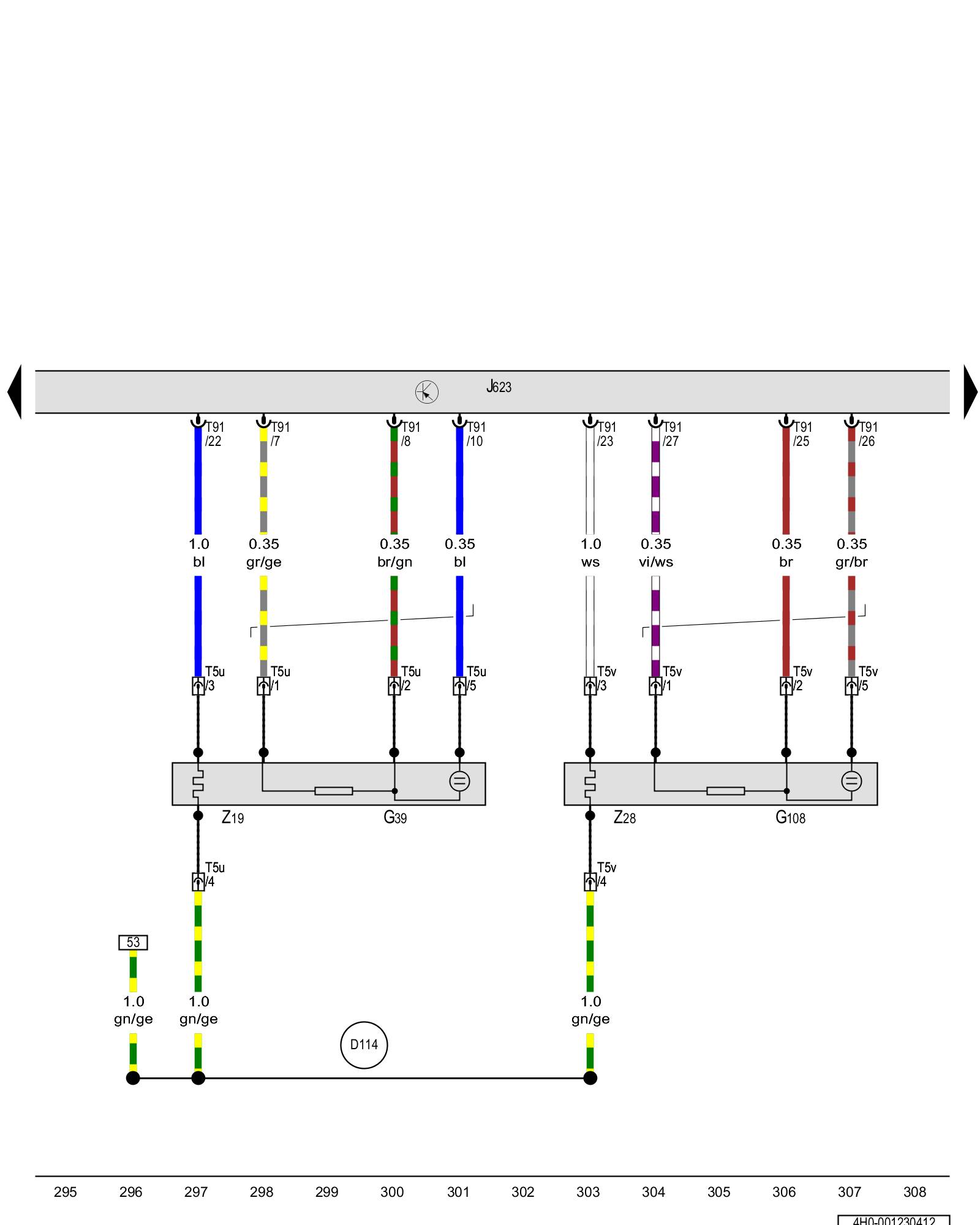 Diagram 1/23 (Tracks 295-308) — 2011 Audi A8L Quattro Sedan (4H8) V8-4 ...